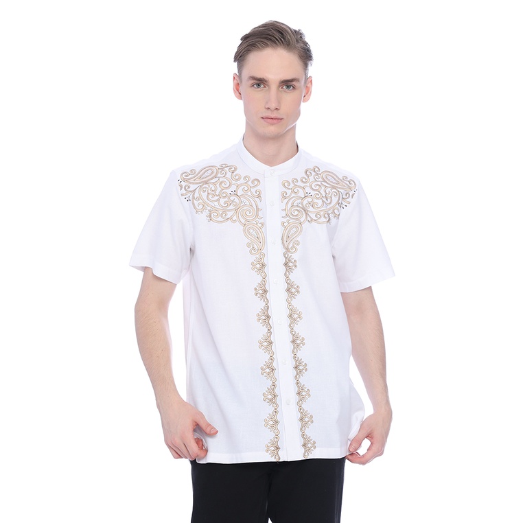 Jual Hassenda Koko Border Pria Lengan Pendek Ar-Rahman White 54282 ...