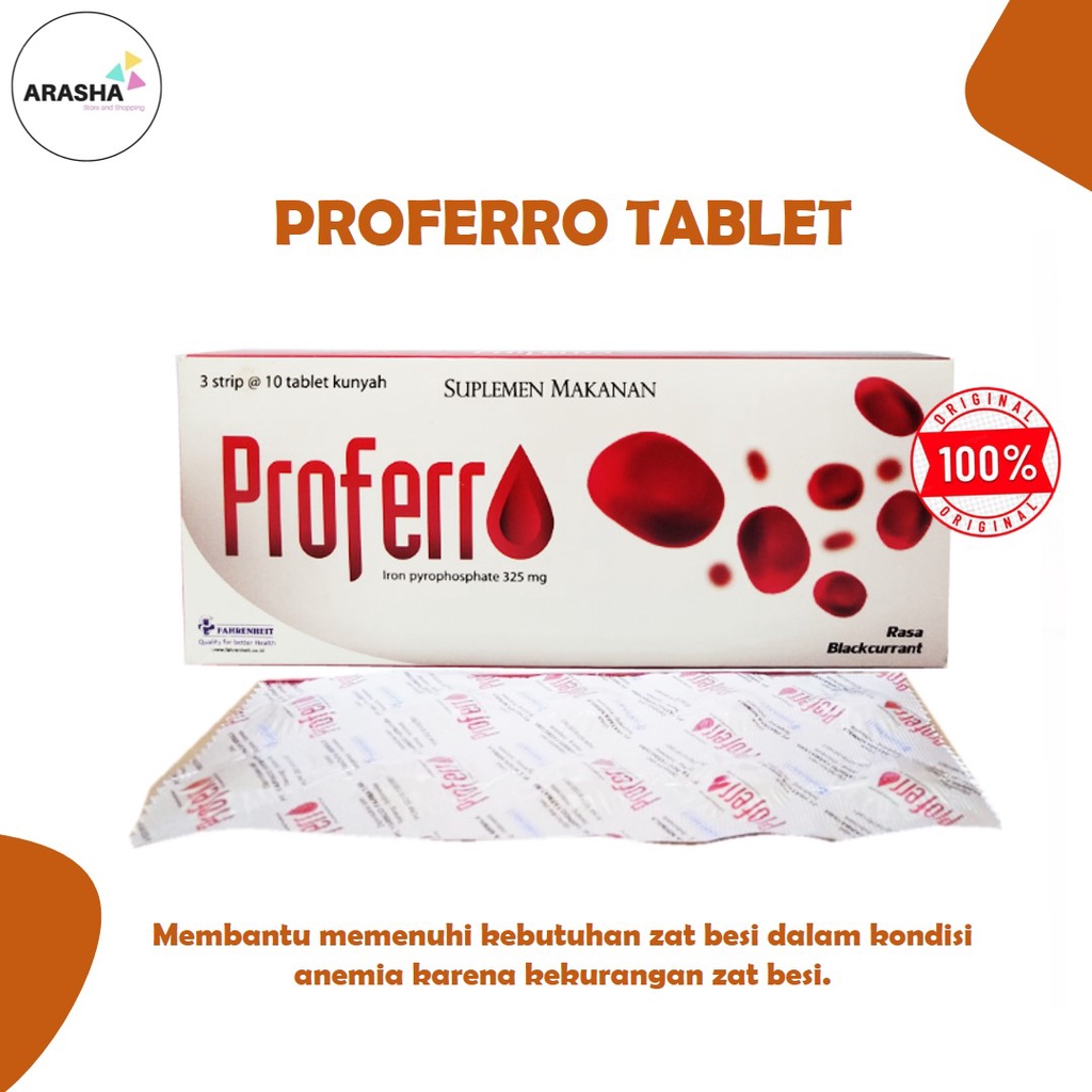 Jual PROFERRO TABLET ISI 30 TABLET KUNYAH PERBOX - Vitamin Penambah ...