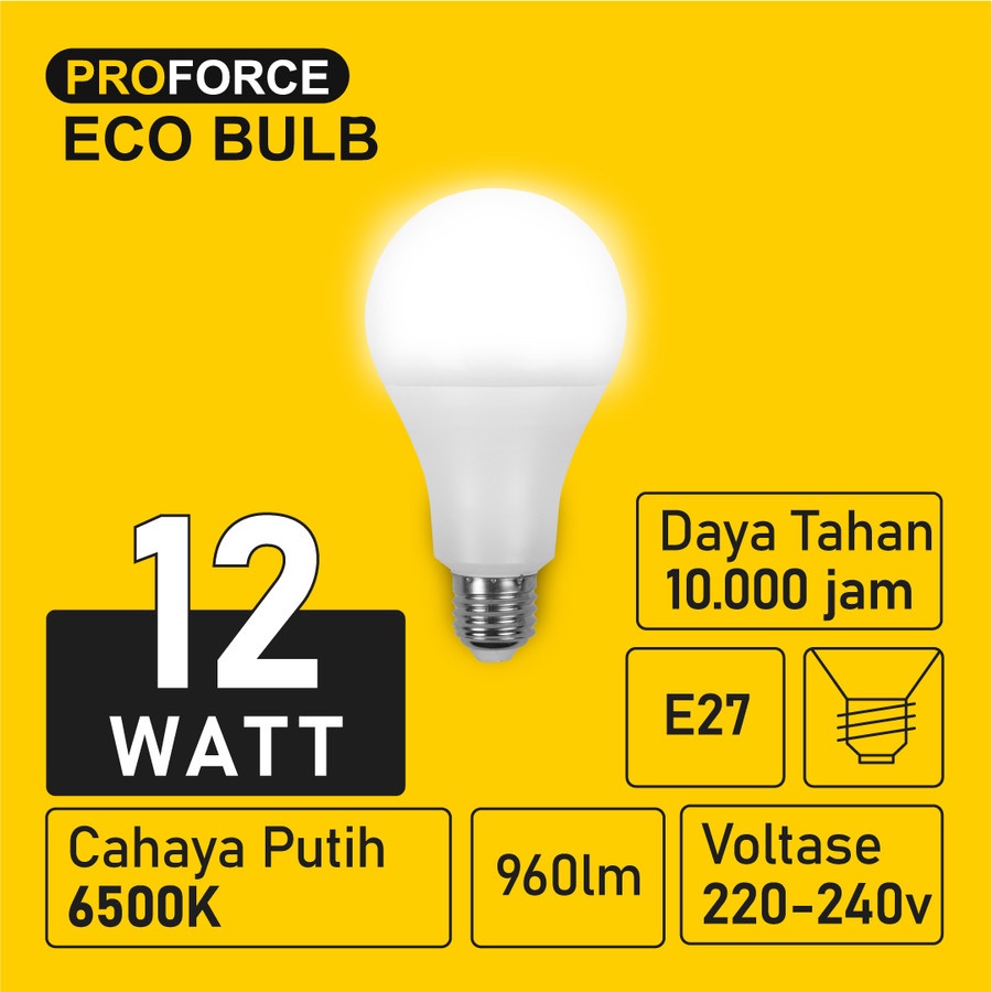 Jual Lampu Bohlam LED Proforce Eco Bulb 12 Watt 960 Lumen | Shopee ...