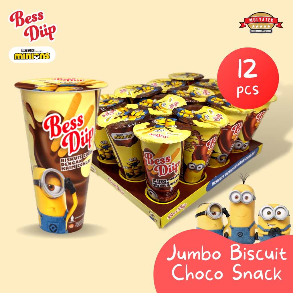 Jual Bess Diip Minions Chocolate Snack Jumbo Coklat Biskuit Stick 45 gr ...