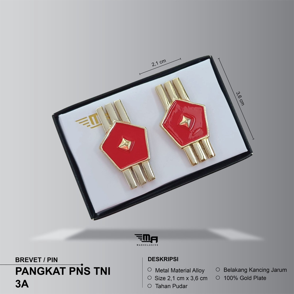 Jual PIN PANGKAT PNS TNI 3A PDH BRIVET BREVET WING PIN PANGKAT PNS TNI ...