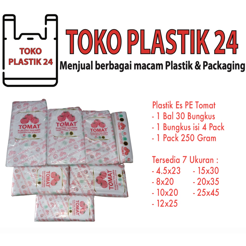 Jual PLASTIK ES PE MEREK TOMAT / PLASTIK MINYAK SANTAN GULA (PER PACK ...
