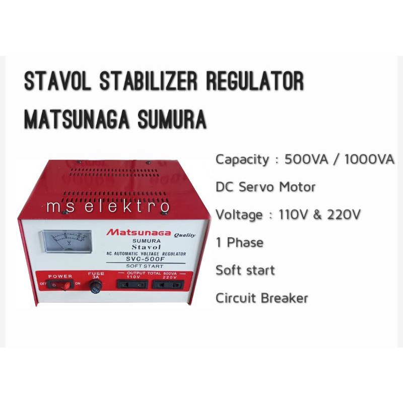 Jual Stavol Stabilizer Matsunaga Sumura Power Regulator 500VA 1000VA ...