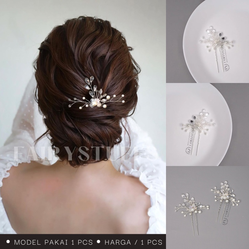 Jual Hairpin Hair Pin Hairpiece Aksesoris Hiasan Rambut Pesta Kristal ...