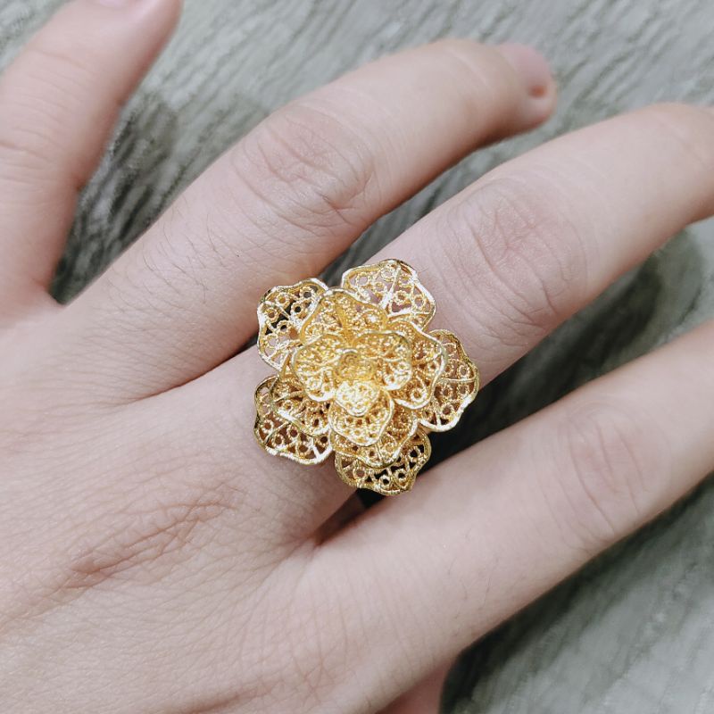 Jual Cincin Emas Replika Motif Bunga Seperti Mas 22K Xuping Geseran All ...