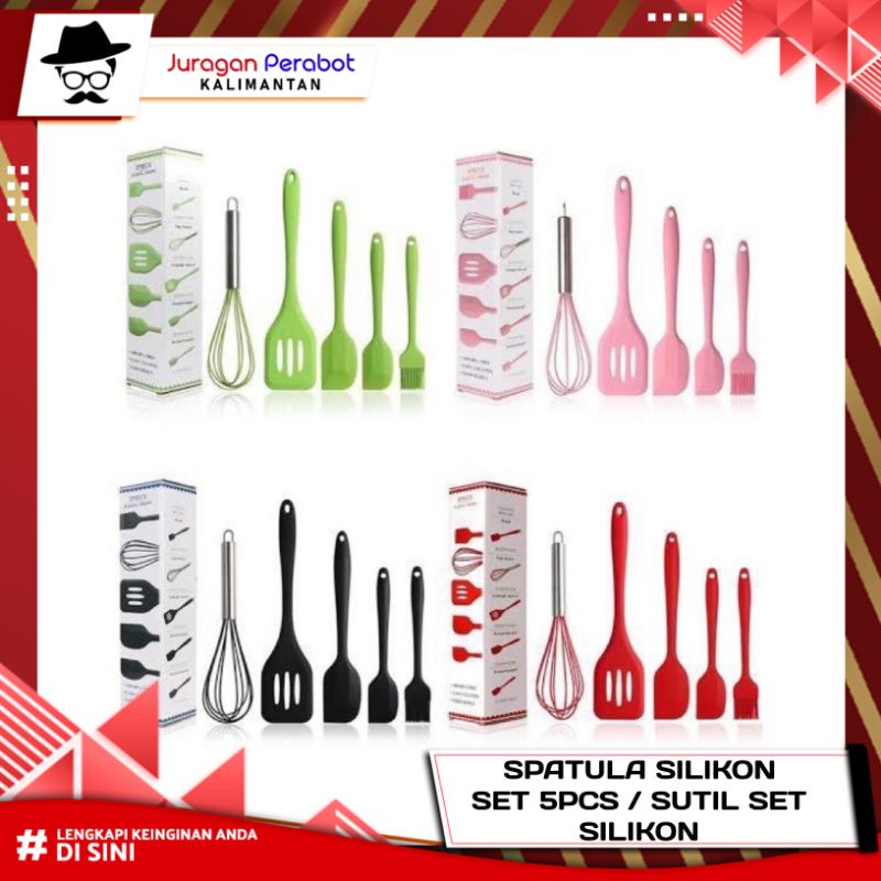 Jual Spatula Silikon Set 5pcs / Sutil Set Silikon / Spatula Set 5pcs ...