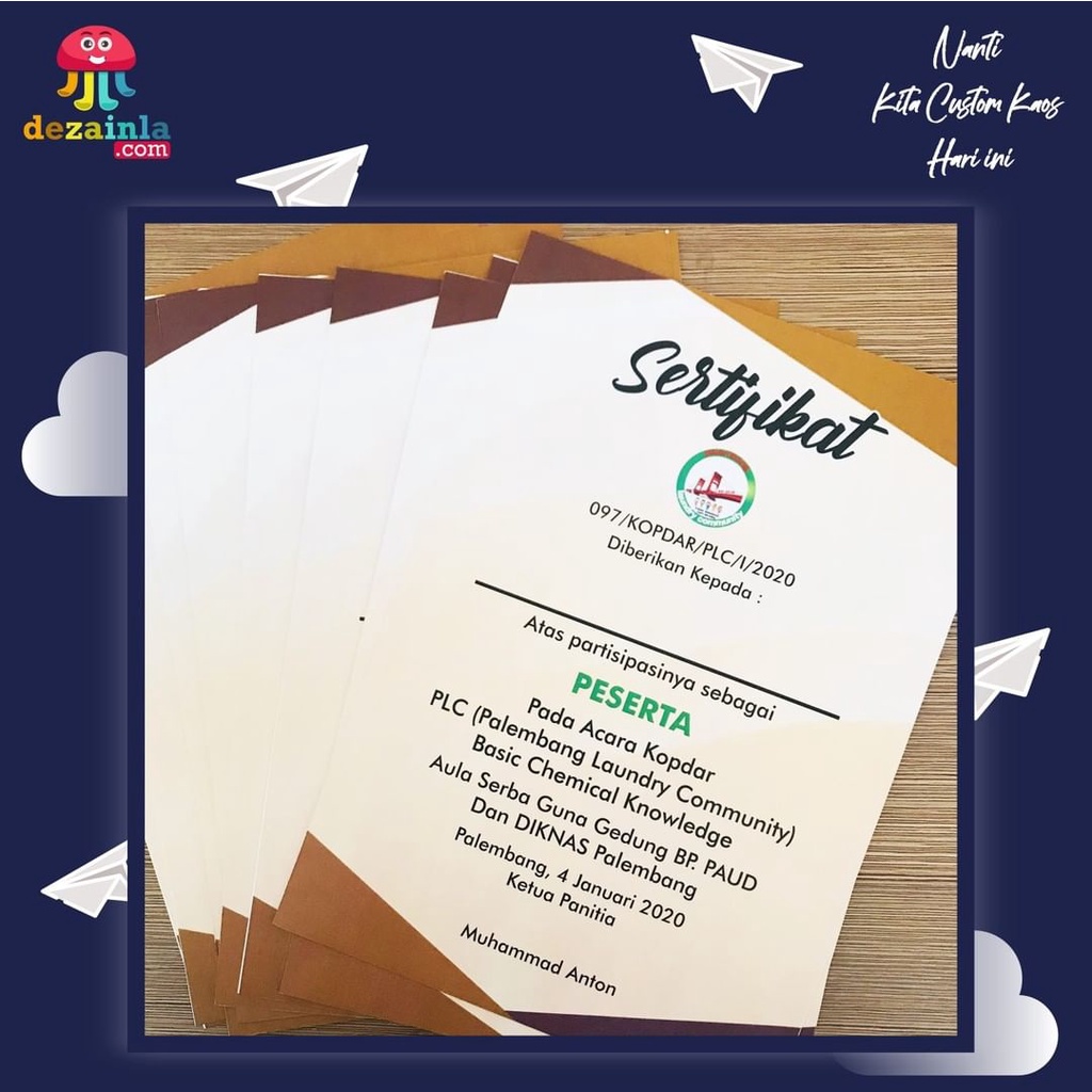 Jual SERTIFIKAT PIAGAM PENGHARGAAN CUSTOM MURAH / CETAK SERTIFIKAT ...