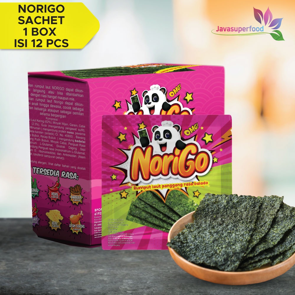 Jual SBY. Norigo Balado (1 BOX ISI 12 PCS) / Nori Sachet Seaweed Snack ...