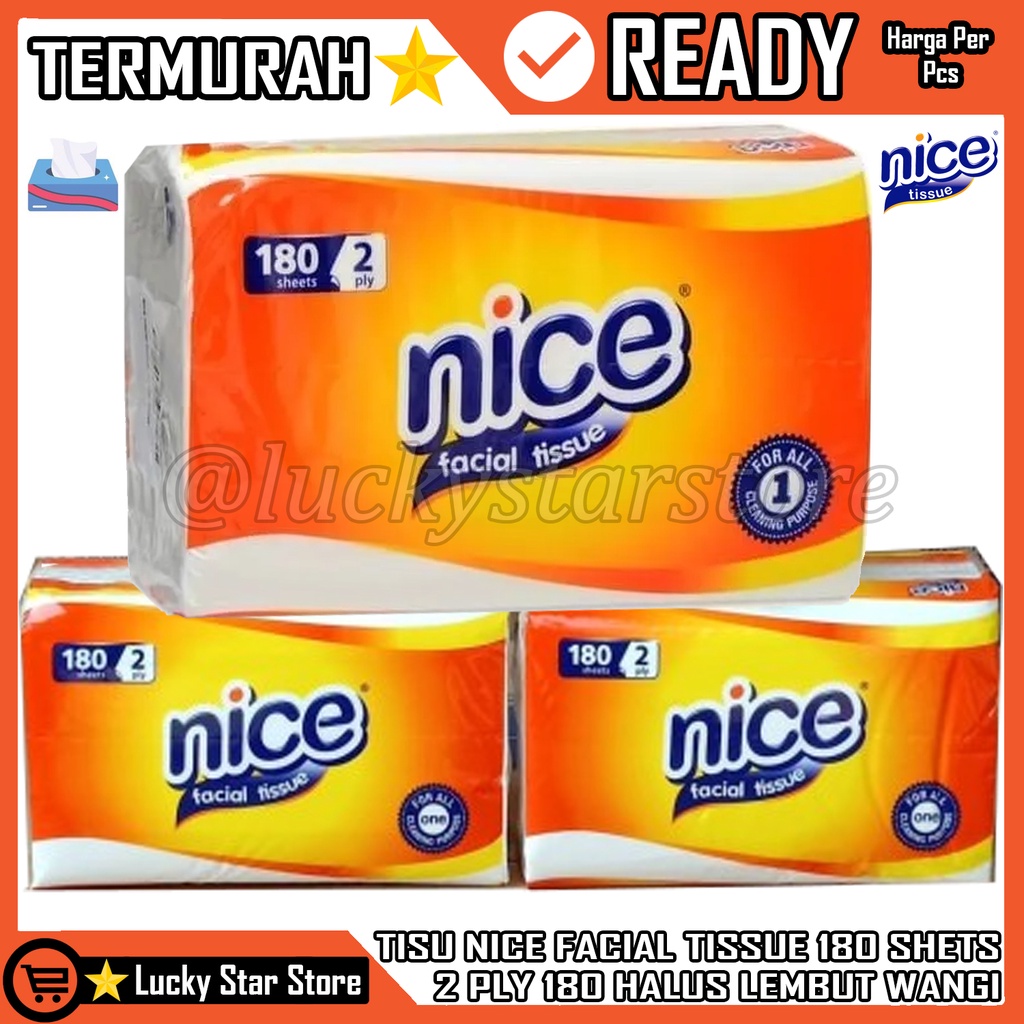 Jual Nice Tisu 180 Sheets Tissue Paper Facial 2ply Tissu Halus Wajah ...