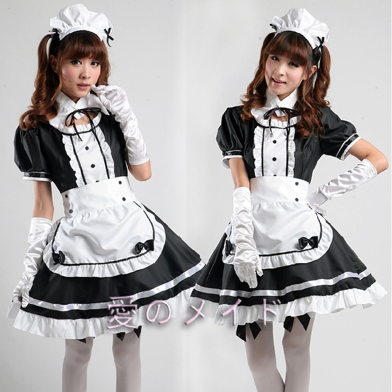 Jual Costum Wanita Hitam Putih Lucu Akihara Cosplay Kostum Anime Kostum ...