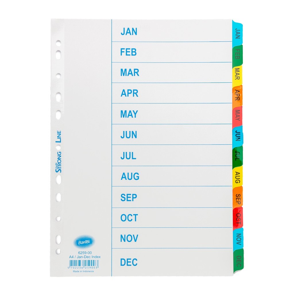 Jual Bantex PP Pembatas Kertas Binder Divider Ordner A4 12 Lembar Index ...