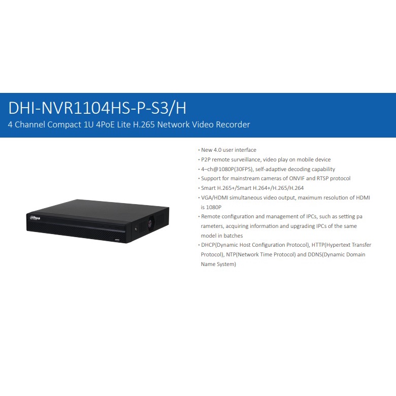 Jual 1104HS-S3 NVR DAHUA DHI-NVR1104HS-S3/H 4 CHANNEL ORIGINAL 4channel ...