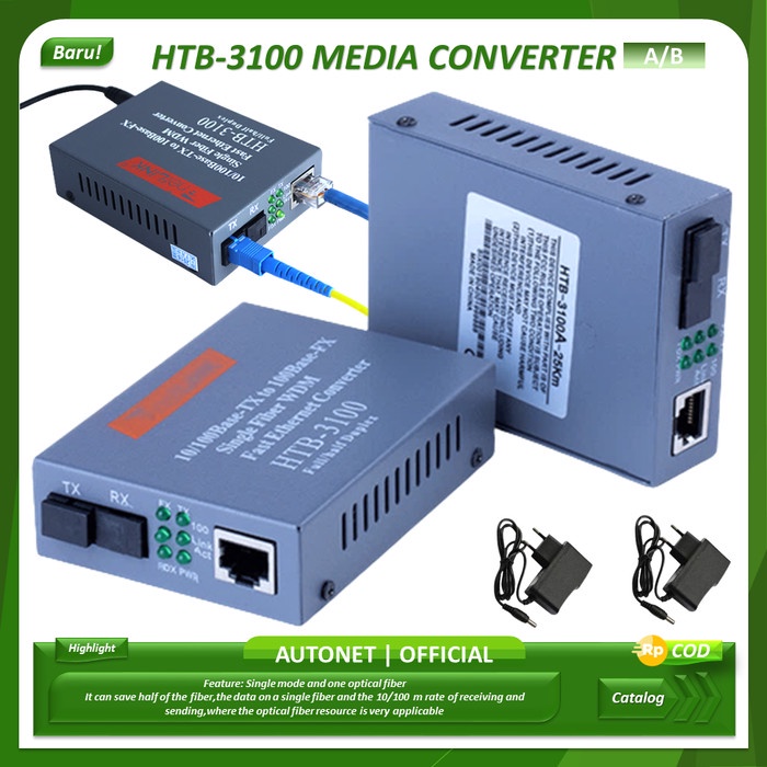 Jual Network Netlink Htb-3100 Fiber Optical Media Converter Rj45 20Km ...