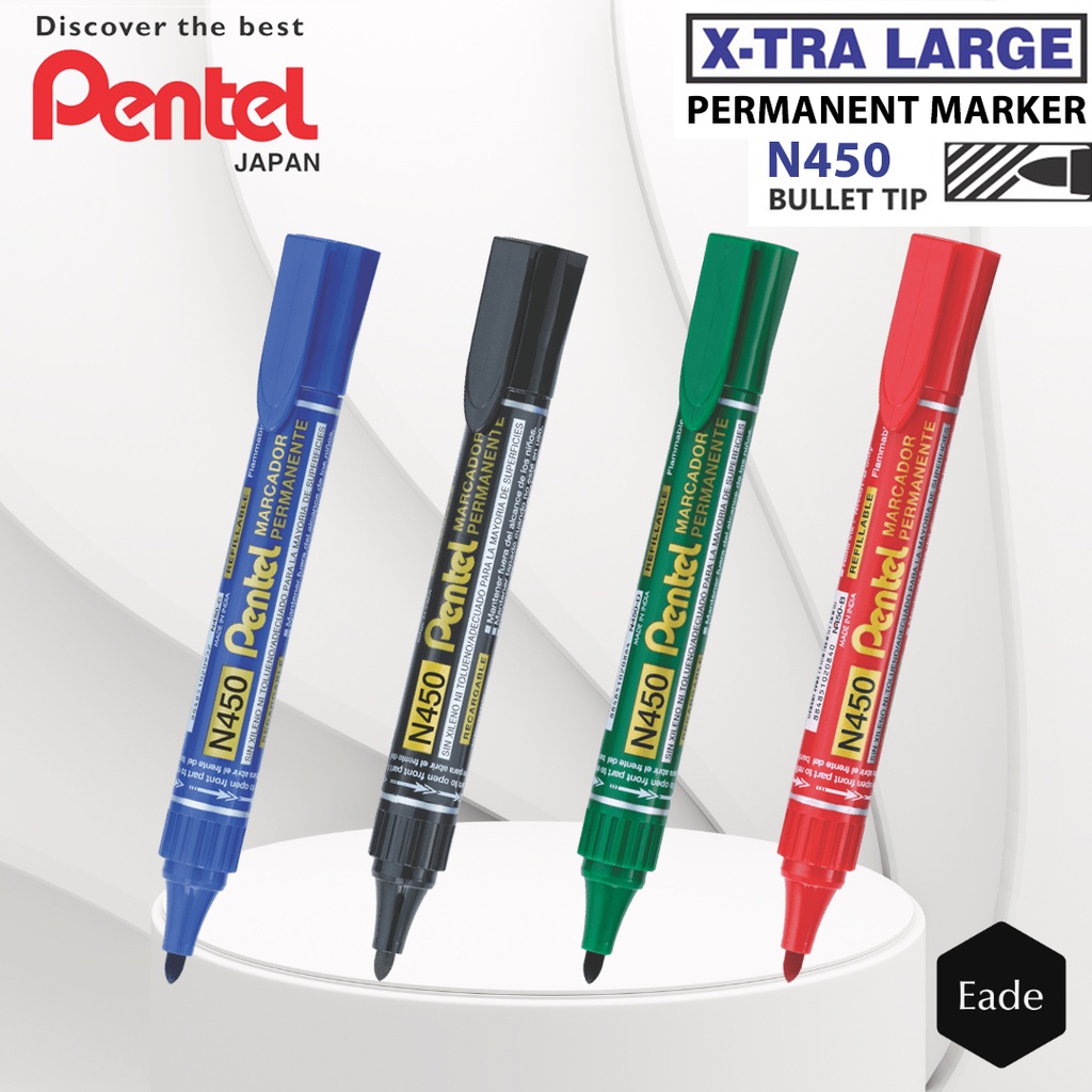 Jual Spidol Permanent Pentel N450 Besar / Pentel Permanent Marker Besar ...