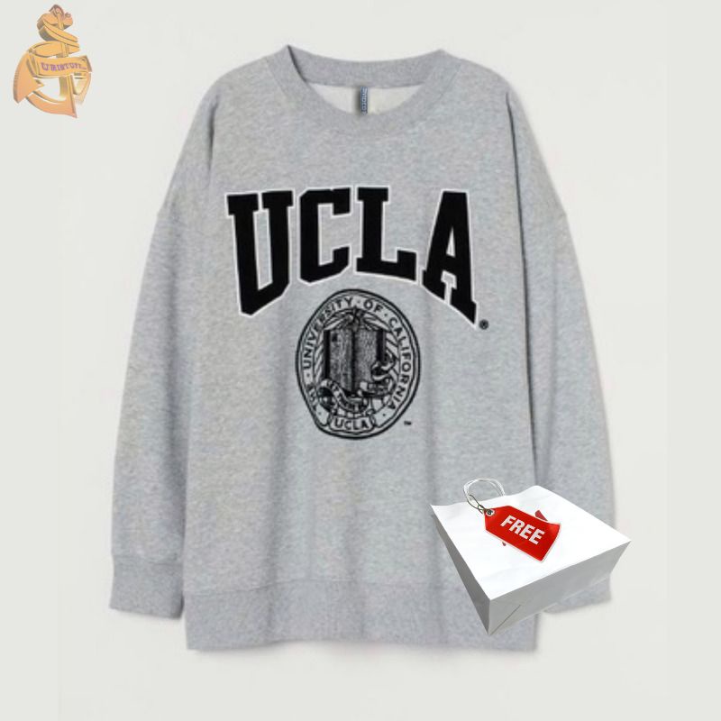 Jual Crewneck Sweater UCLA University Grey Wanita Cewek Abu Tag Label ...