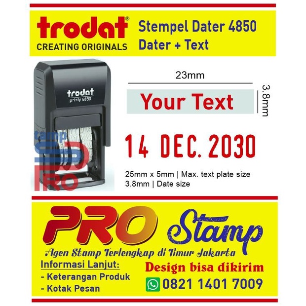 Jual Terlaris Trodat 4850 Stempel Tanggal Otomatis Custom Text / Dater Otomatis | Shopee Indonesia