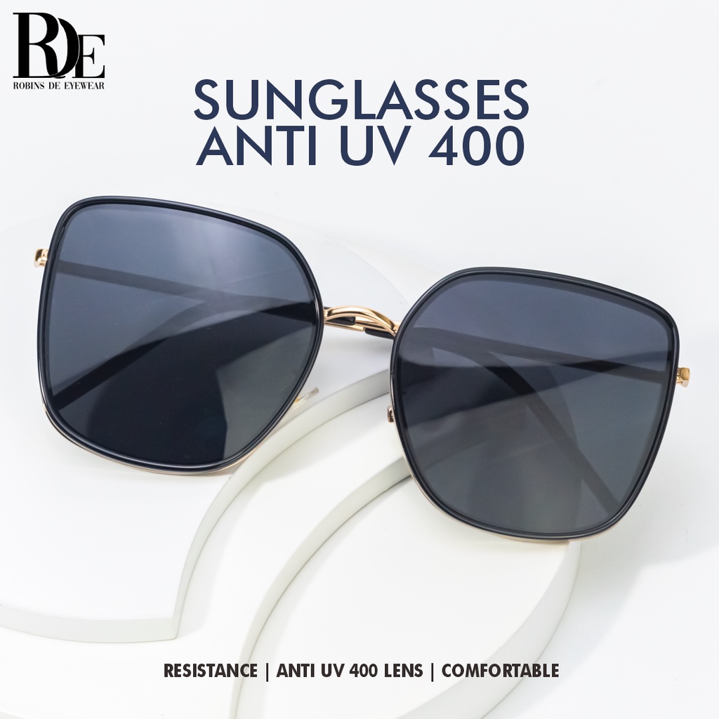 Jual Robins Kacamata Hitam Kotak Polarized Anti Radiasi UV 400 Modern Sunglasses Metal 20008 ...