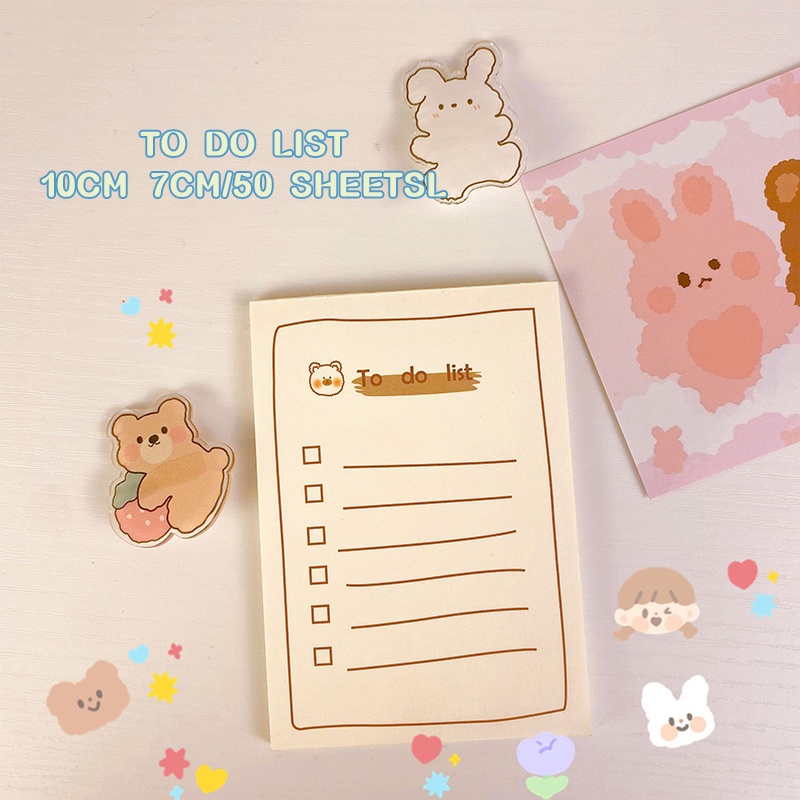 Jual 50Pcs/Set Sticky Notes Kartun Lucu Beruang Sticky Notes Aesthetic ...
