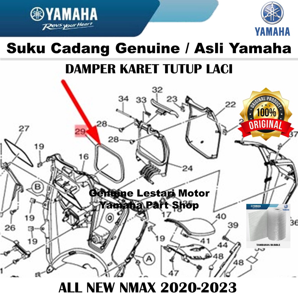 Jual Damper Karet Tutup Laci All New Nmax 2020 Asli Yamaha Surabaya ...