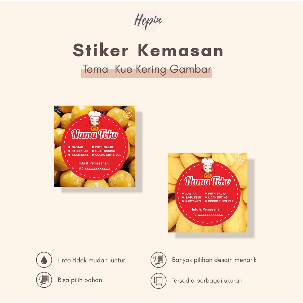 Jual label kemasan kue kering tema GAMBAR/murah/stiker lebaran/label ...