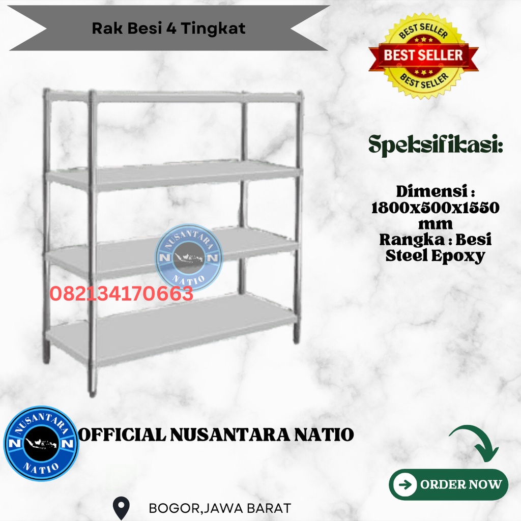 Jual Rak Besi 4 Tingkat+Roda Rangka : Besi Steel Epoxy | Shopee Indonesia