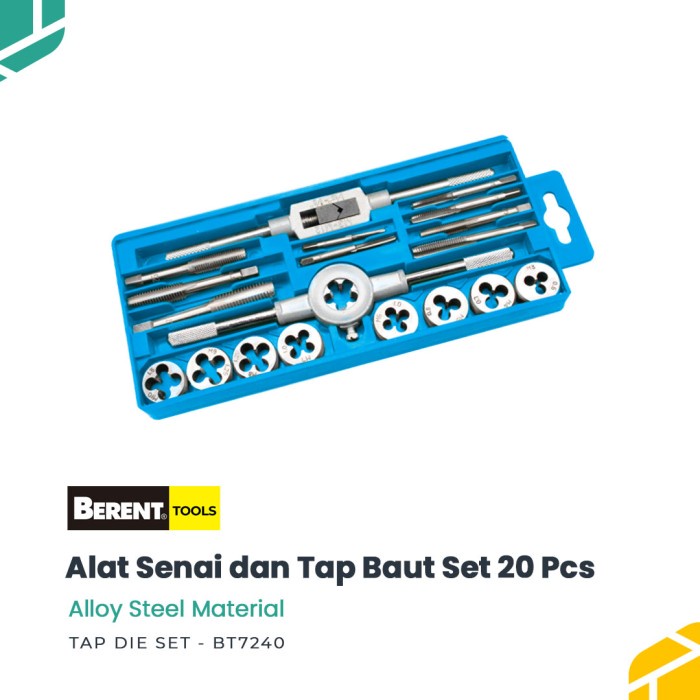 Jual BERENT Alat Senai dan Tap Baut SET 20 PCS Tap and Die M3-M25 ...