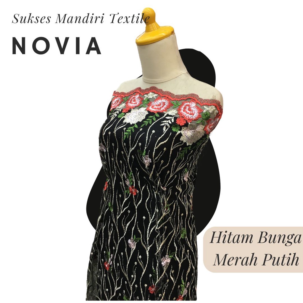 Jual [NOVIA] Tile Brokat bunga two tone gradasi mewah bunga timbul ...