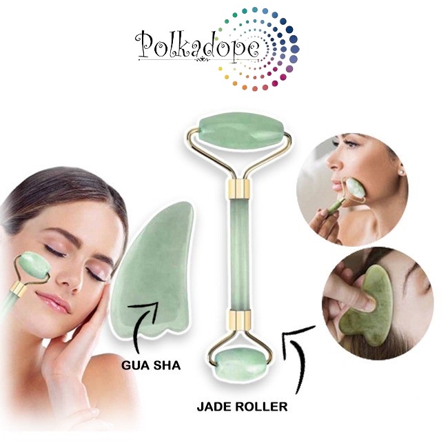 Jual Jade Roller & Gua Sha / Alat Pijat Muka Wajah Facial Massager ...