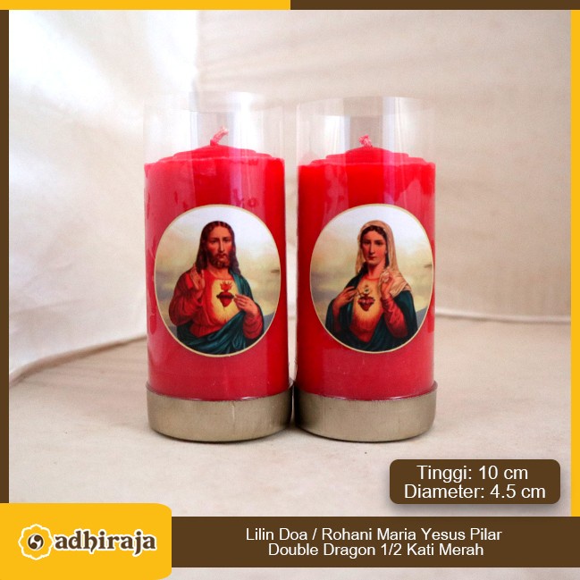 Jual Lilin Misa Ibadah Doa Rohani Yesus Maria Merah Pilar 1/2 Kati ...