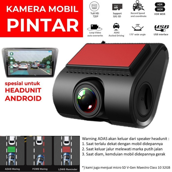 Jual Kamera Depan DVR Mobil Perekam CCTV Video ADAS USB Head Unit ...
