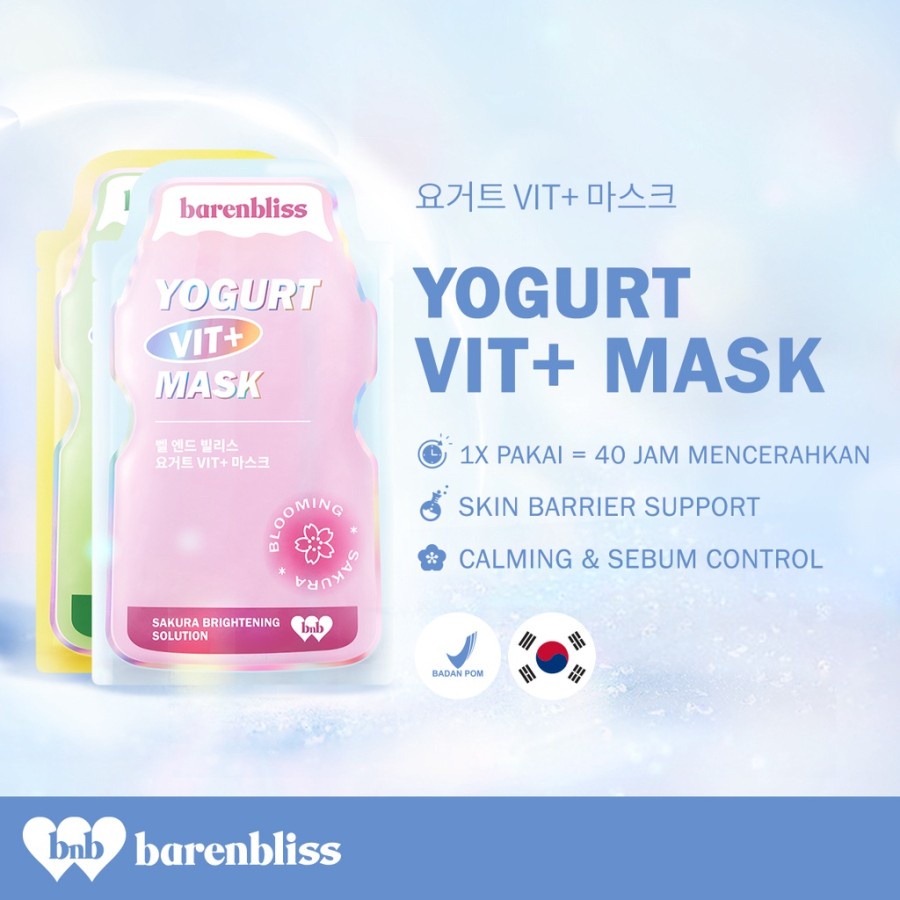 Jual BNB barenbliss Yogurt Vit+ Mask Calming Sheet Mask Essence Serum ...