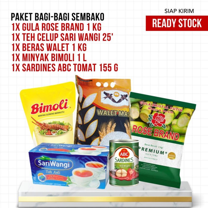Jual Paket Sembako - Bimoli 1L + Beras 1kg + Sardines Tomat + Teh ...