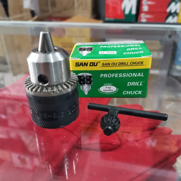 Jual SAN OU kepala bor 10 mm 3/8" - 24UNF drat plus kunci chuck bor ...