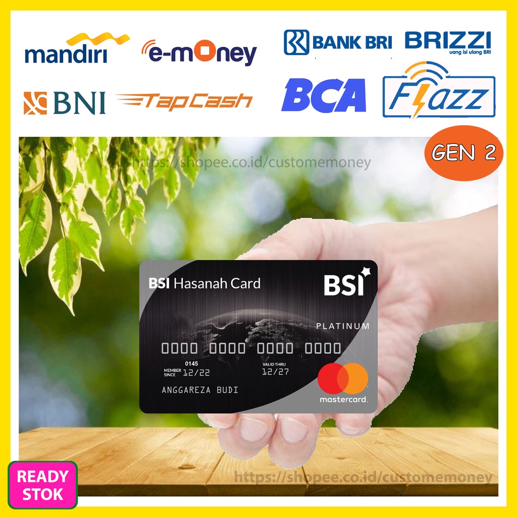 Jual KARTU EMONEY DESIGN HASANAH CARD BLACK BSI ETOLL E-MONEY MANDIRI ...