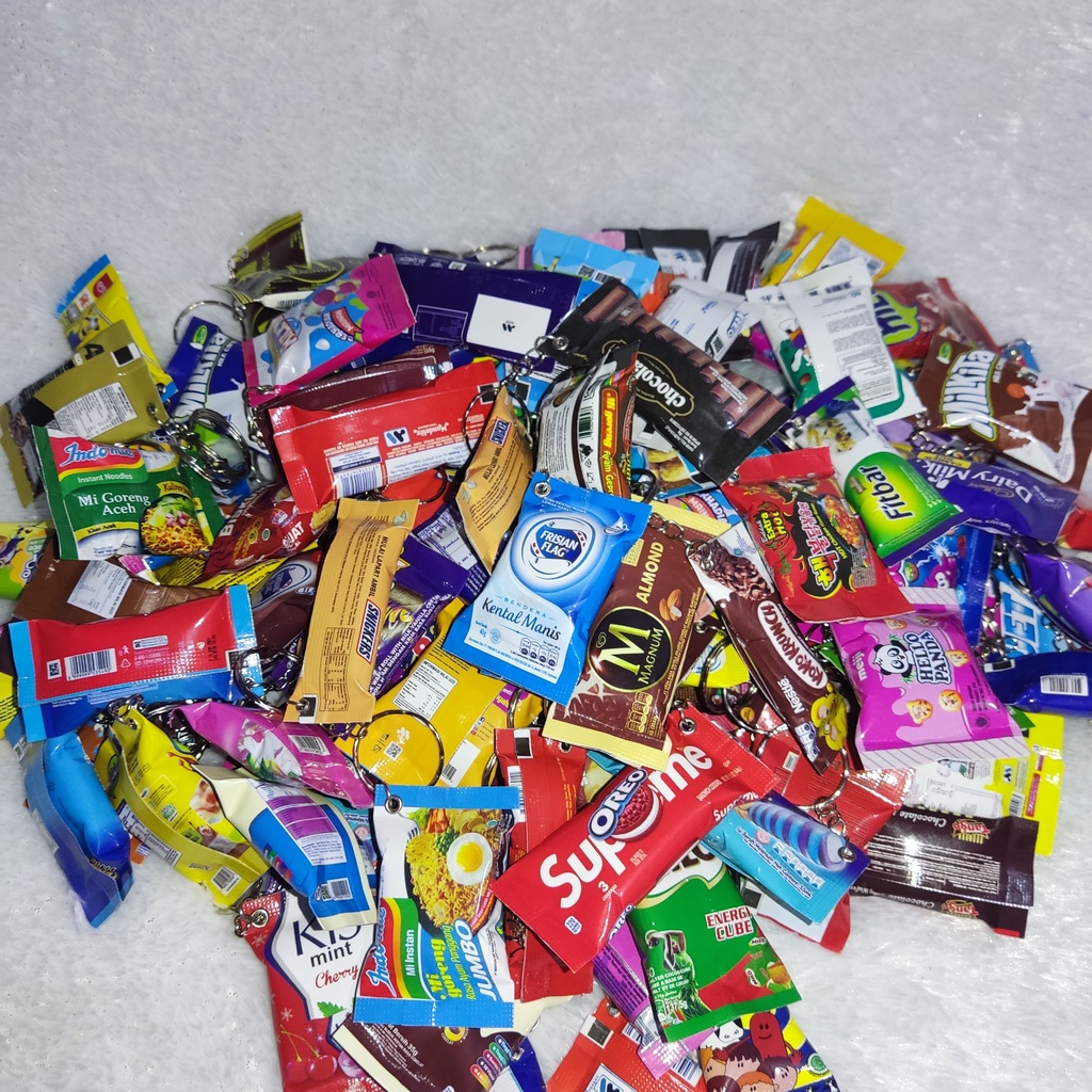 Jual Gantungan kunci snack mini / Ganci random / Souvenir | Shopee ...