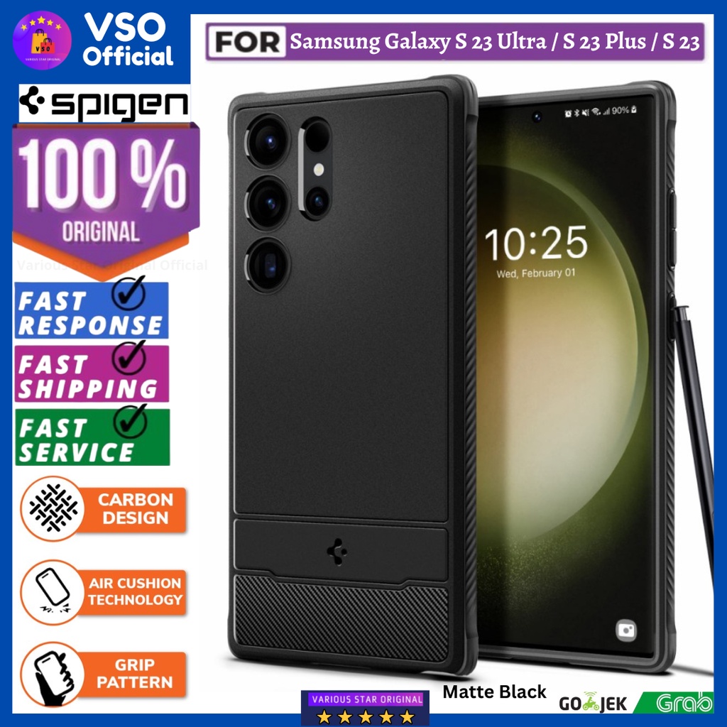Jual Case Samsung Galaxy S23 Ultra Plus 5G 2023 Spigen Rugged Armor Carbon Casing Original Ori ...