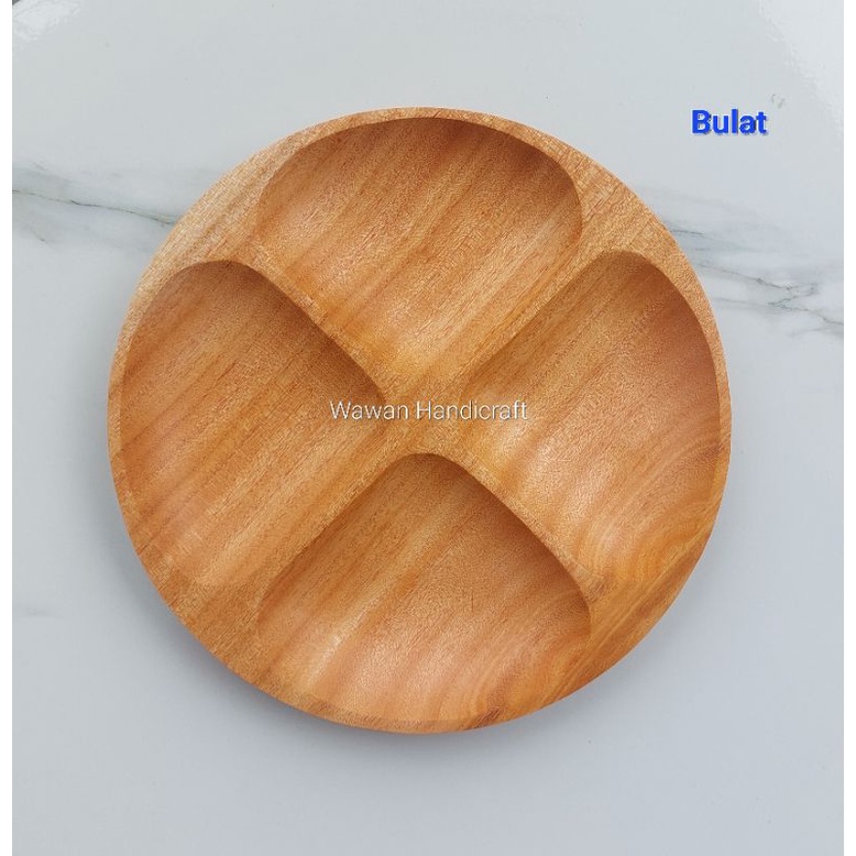 Jual piring kayu/piring sekat 4/piring saji/piring makan anak/piring ...
