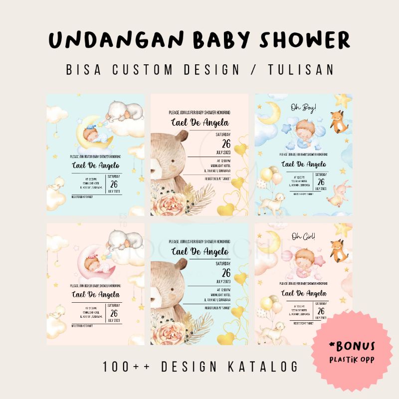 Jual Undangan / Kartu Ucapan Tema Baby Shower Lahiran Newborn (ART ...