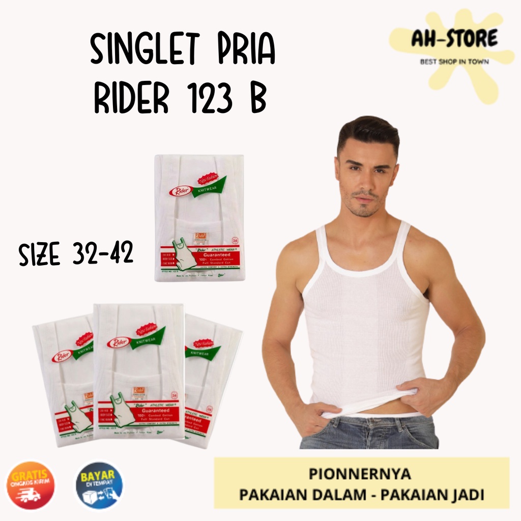 Jual Singlet RIDER 123 Warna Putih Polos ukuran 32-42 / Pakaian Dalam ...