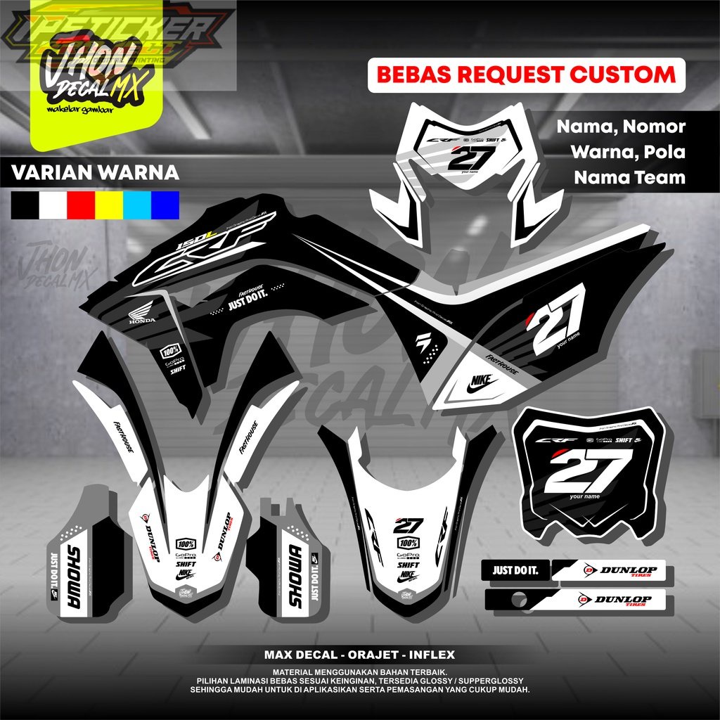 Jual DECAL CRF 150 L HITAM PUTIH / DECAL CRF 150 L FULL BODY / Sticker ...
