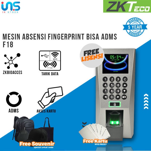 Jual Mesin Absensi Fingerprint Dan Kartu RFID ZKTECO F18 PROXY Bisa Akses Kontrol Pintu | Shopee ...