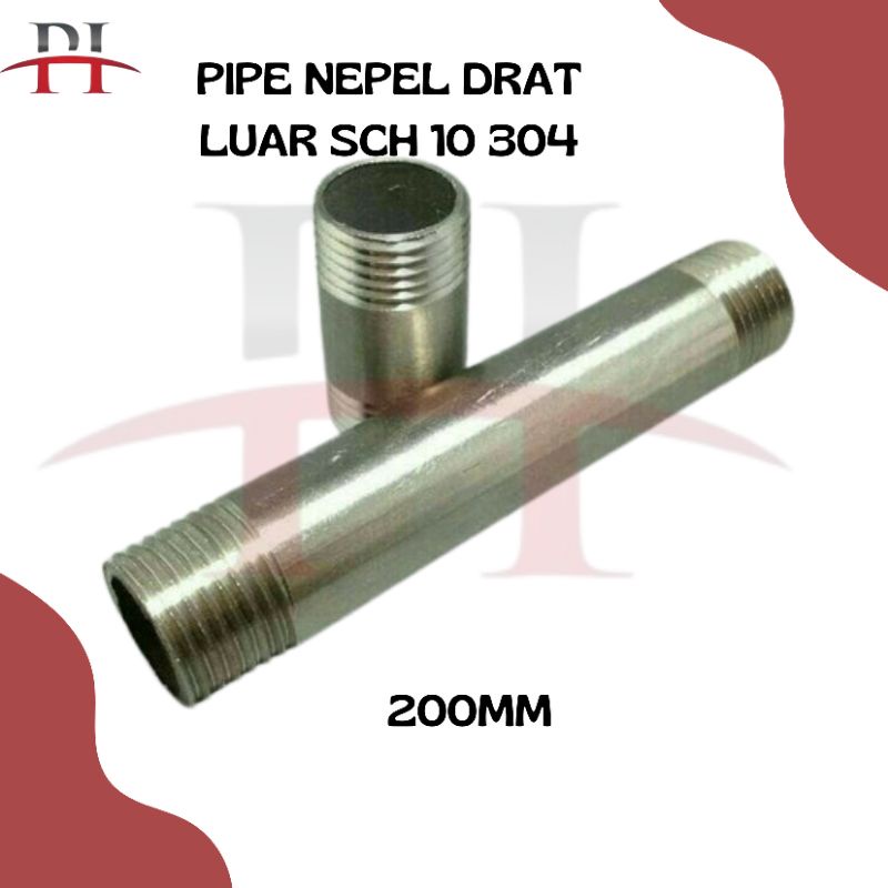 Jual Pipe thread 200mm stainless steel / pipa nepel drat luar 1/2 inch ...