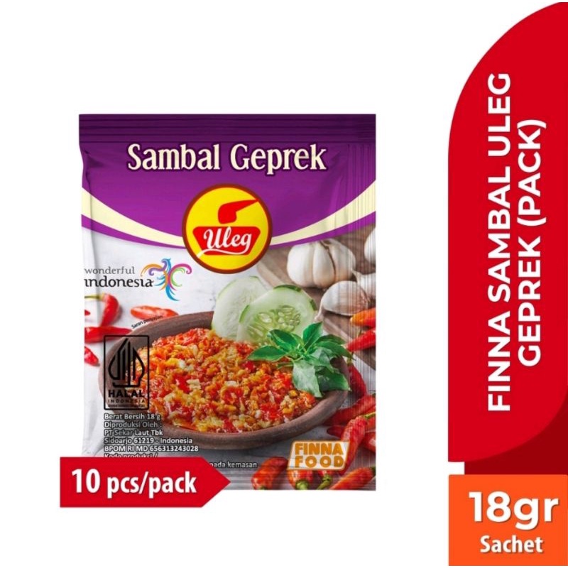 Jual Sambel Uleg Terasi Rawit Ijo Rendang Geprek Udang 20gr x 10 sachet ...