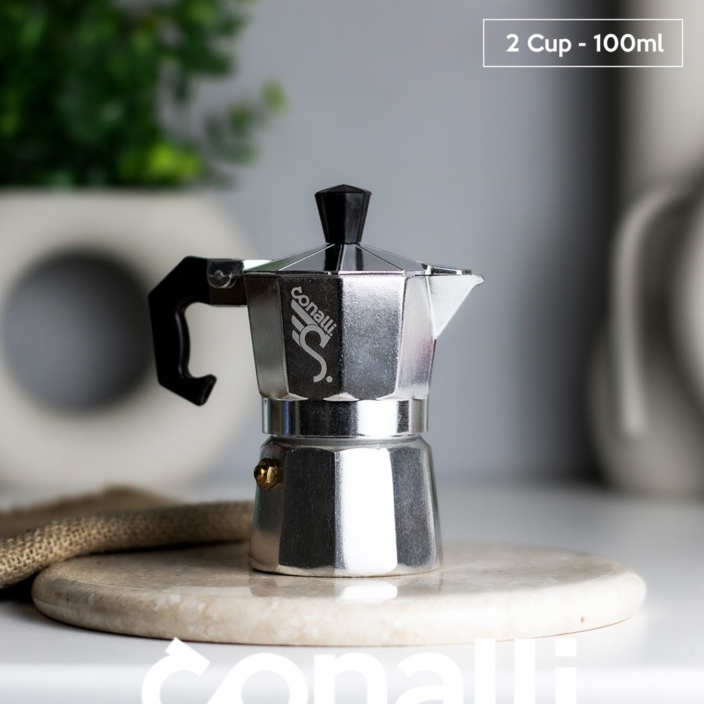 Jual Moka pot Alat kopi 100 ml 2 Cup Silver Pembuat Coffee Mokapot ...