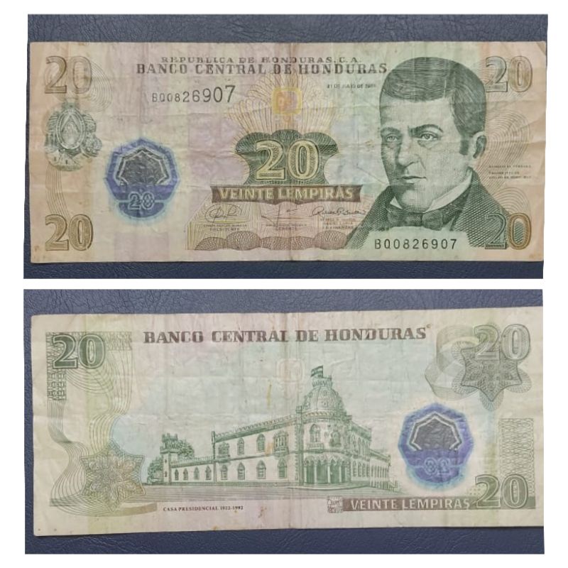 Jual Uang Polymer Negara Honduras 20 Lempira Tahun 2008 Kondisi AXF-VF ...