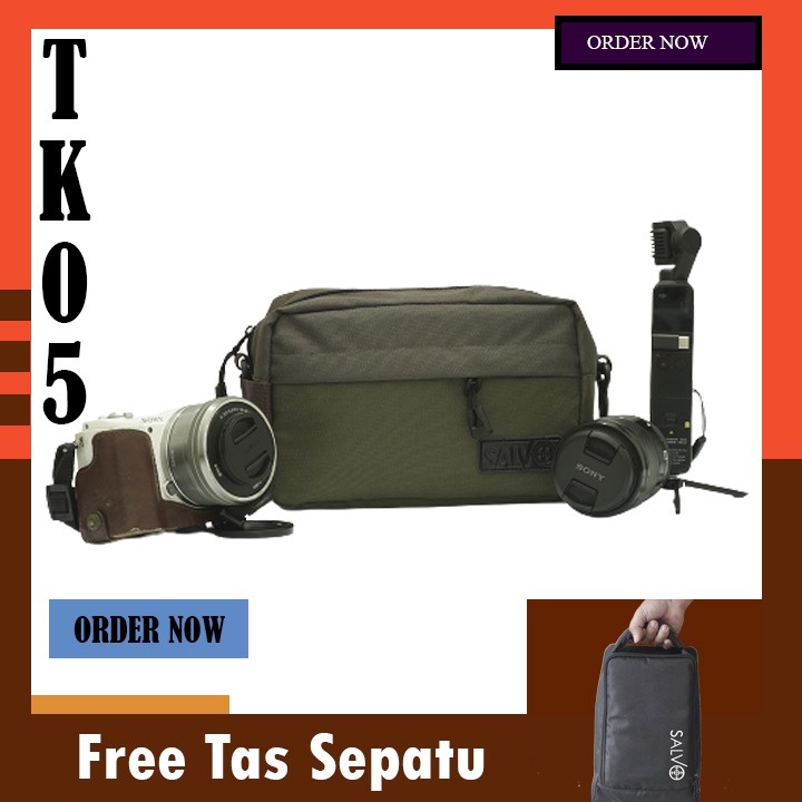 Jual Tas Kamera DSLR dan Mirrorless Salvo Model Pouch Selempang TK05 free tas sepatu salvo ...