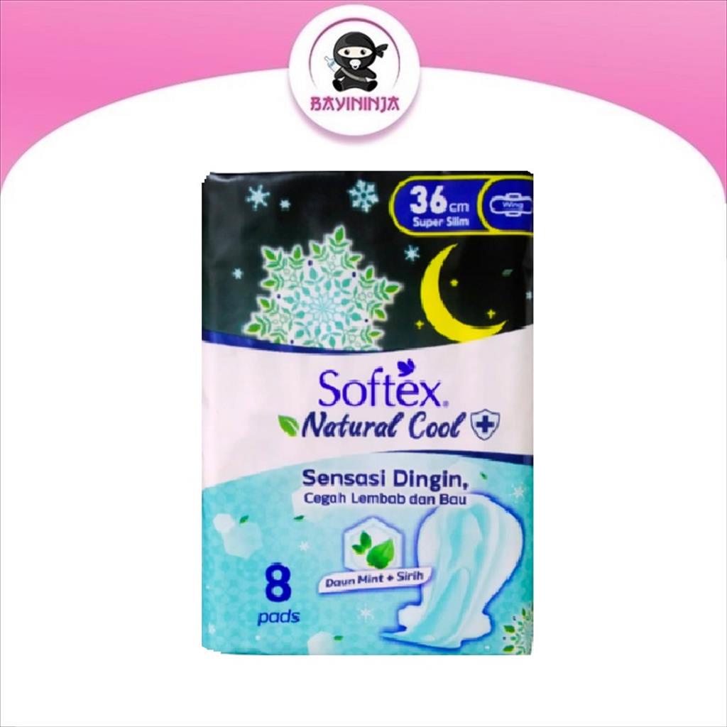 Jual SOFTEX Natural Cool Daun Mint Sirih Night Wing 36cm x 8s | Shopee ...