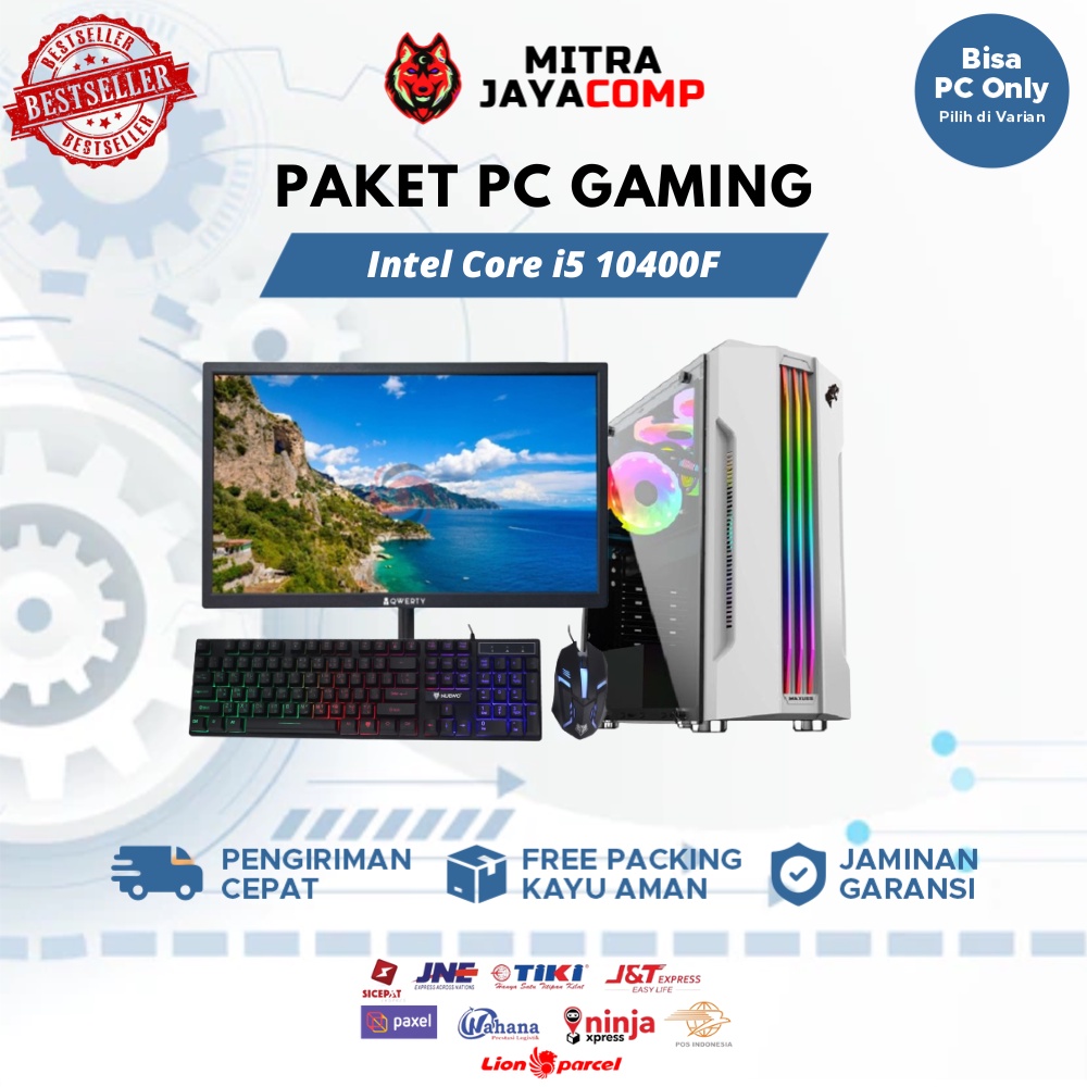 Jual PC Gaming Intel Fullset Core i5 10400F GTX 1650 4GB ram 8gb hdd ssd fullset monitor 24 Inch ...