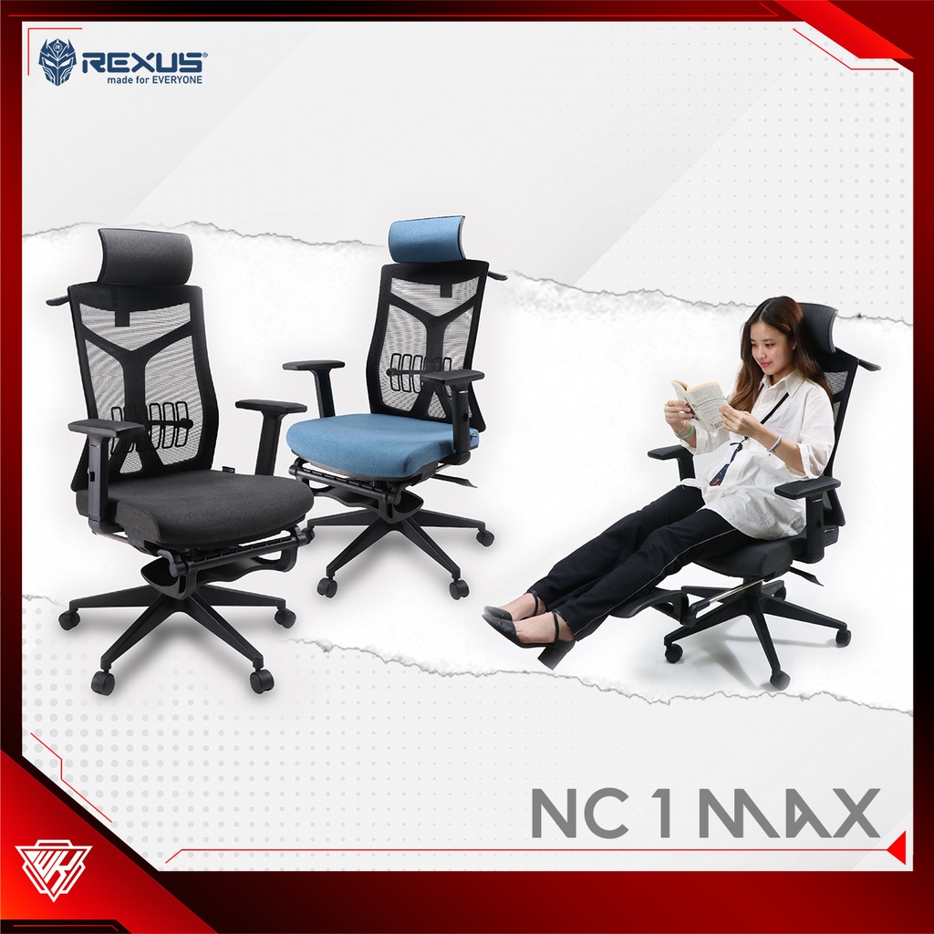 Jual Rexus Ergonomic Office Chair Kursi Kantor NC-1 / NC1 Max - Dark ...