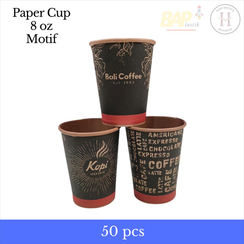 Jual Paper Cup Kraft 8 oz TP MOTIF Gelas Kertas Sekali Pakai Gelas Kopi | Shopee Indonesia